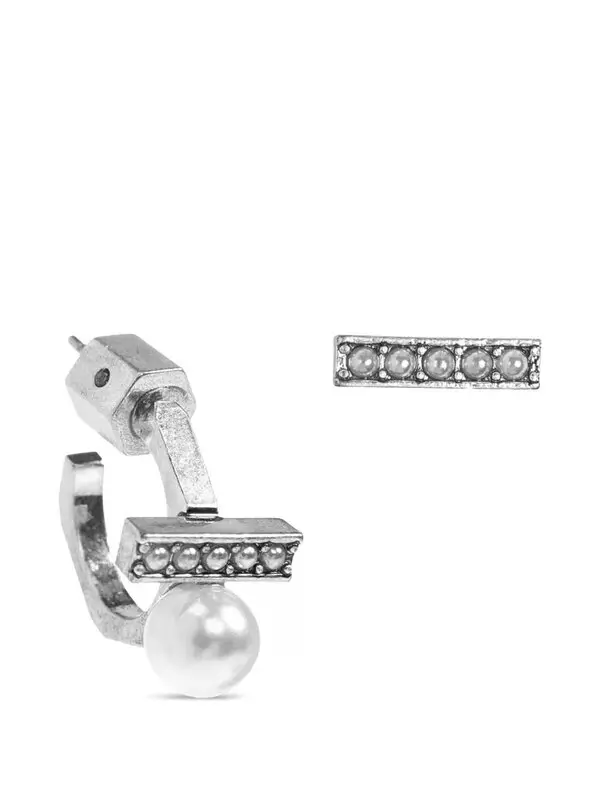 ALLSAINTS Glass Pearl-embellished Hoop Earrings - Silver