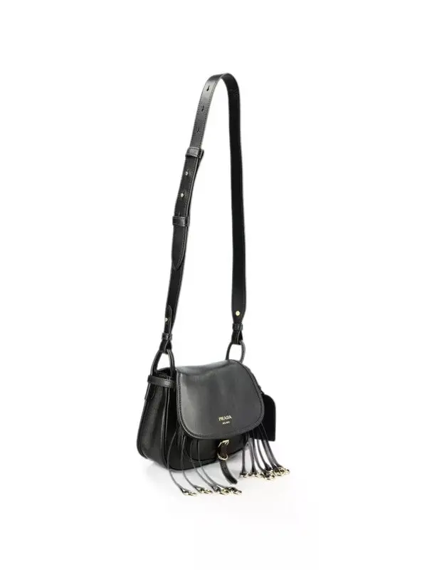Prada Fringe Detail Leather Shoulder Bag