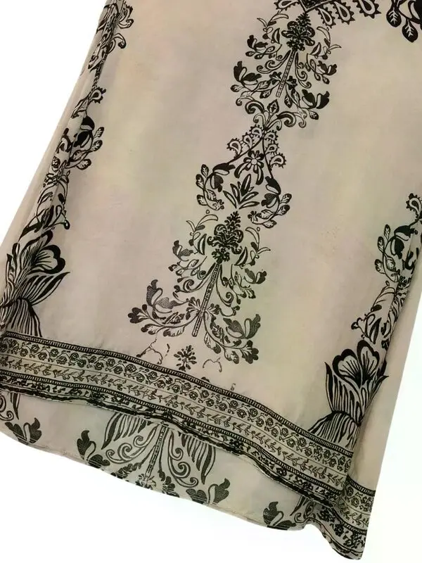 PAHIESA FORMENTERA Ecru Floral Print V-neck Sleeveless Top