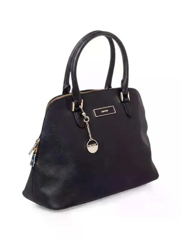 Dkny Logo Plaque Leather Tote Bag