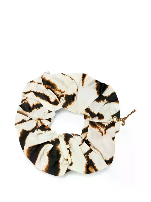 GANNI Tie-dye Scrunchie With Logo Charm - Neutrals