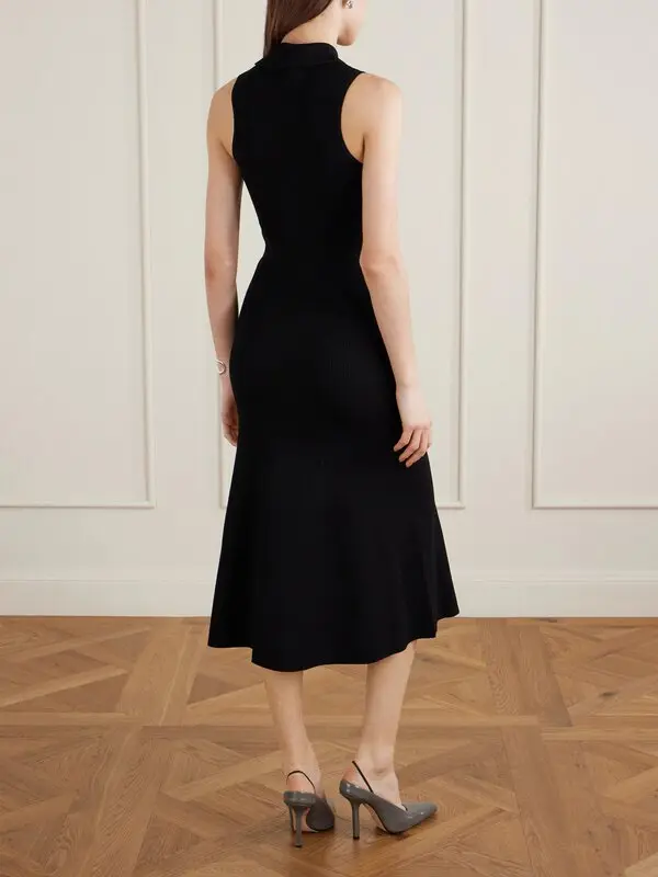 Victoria Beckham Ribbed-knit Midi Dress