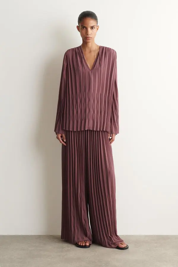 Cos Tie-front Pleated Georgette Blouse