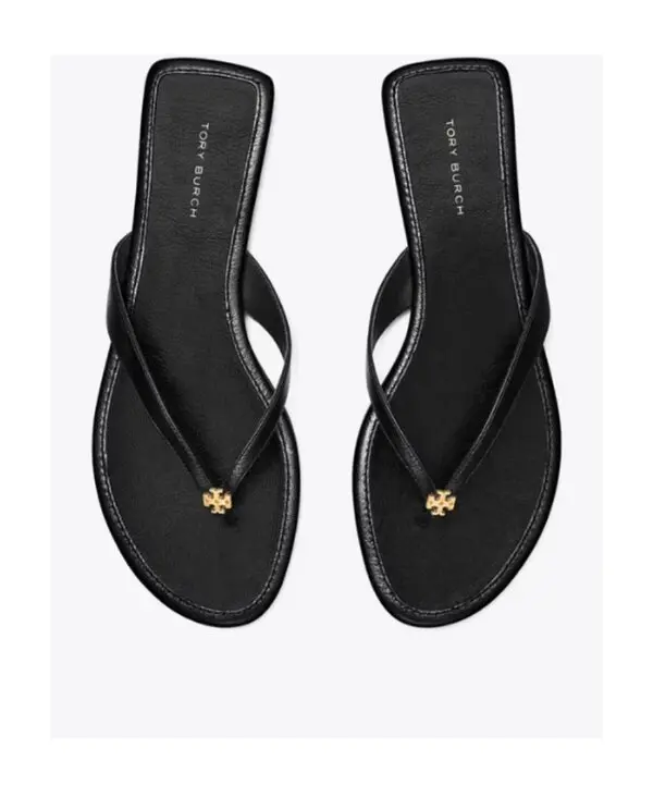 Tory Burch Logo Plaque Thong Sandals