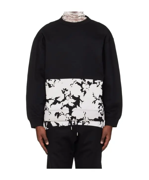 Dries Van Noten Long Sleeve Sweatshirt With Printed Hem