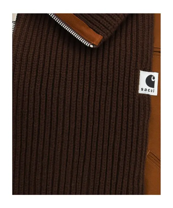 Sacai X Carhartt Wip Knit-panel Layered Jacket