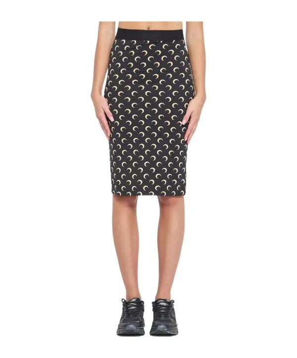 MARINE SERRE Moon-print Midi Skirt - Black