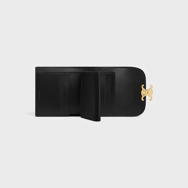 Celine Small Flap Wallet Triomphe In Shiny Calfskin And Enamel