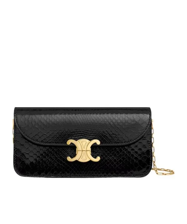 Celine Small Chain Triomphe In Python - Black