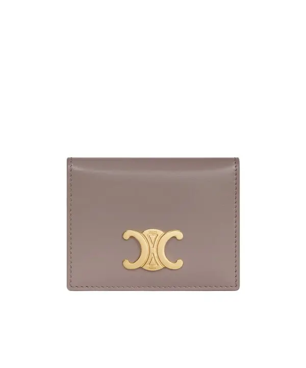 Celine Bi-fold Card Holder Triomphe In Shiny Calfskin - Gray