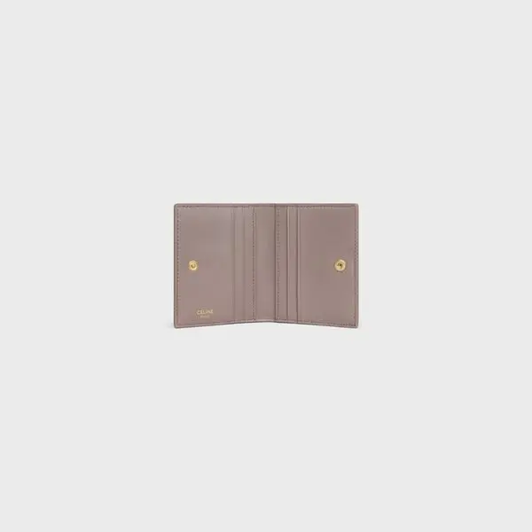 Celine Bi-fold Card Holder Triomphe In Shiny Calfskin