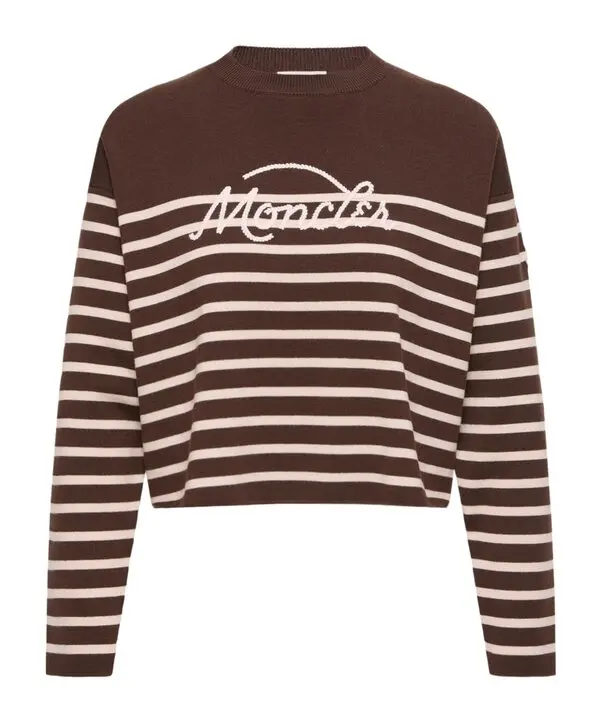 Moncler Striped Wool Sweater - Brown