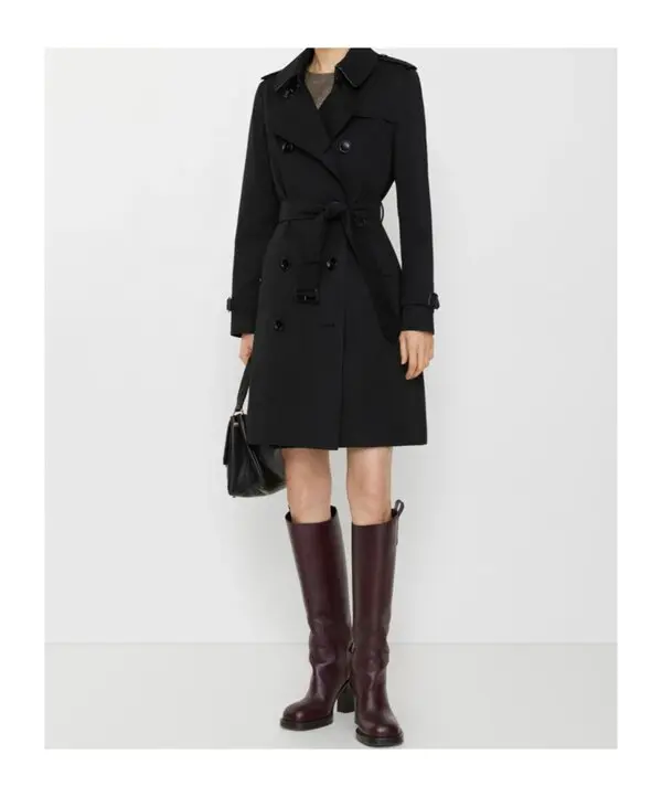 Burberry Mid-length Heritage Trench Coat - Black
