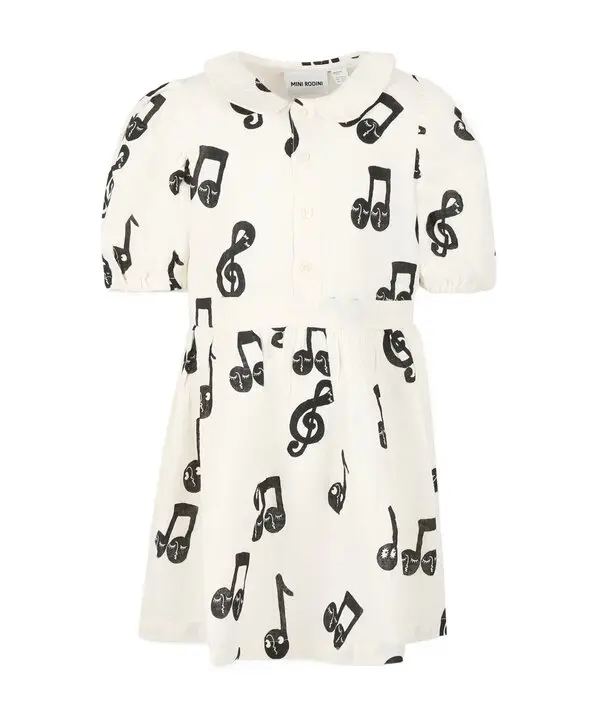 MINI RODINI Note Muslin Dress - Ivory