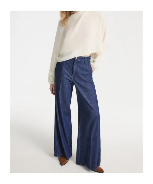 Marella Palazzo Jeans In Fluid Denim