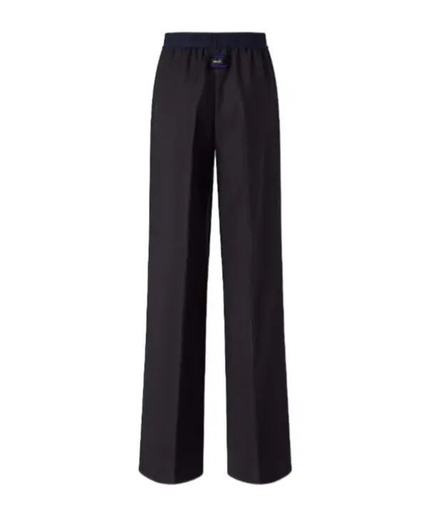 Pinko Stretch Wool-blend Palazzo Trousers - Dark Blue