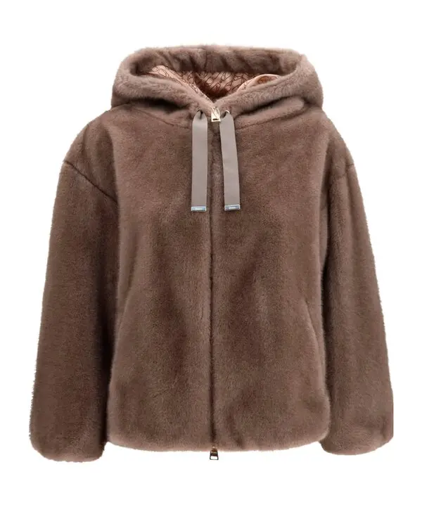 Herno Long-sleeve Hooded Faux Fur Jacket