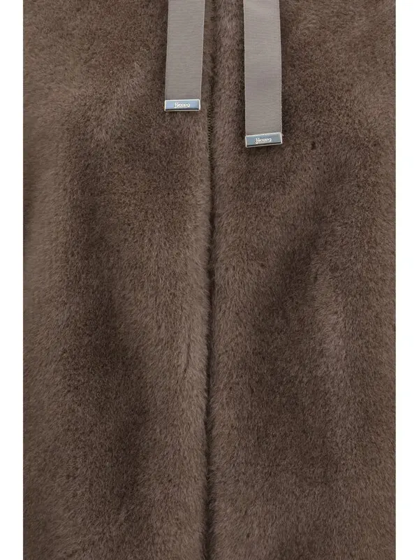 Herno Long-sleeve Hooded Faux Fur Jacket