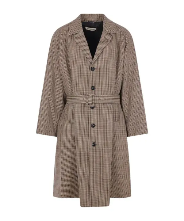 NAMACHEKO Single-breasted Wool Checked Coat