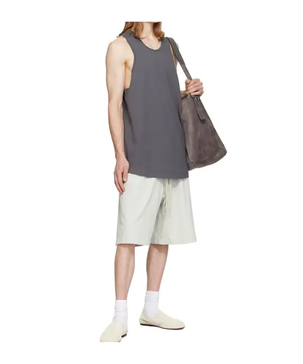 Fear Of God Drawstring Shorts With Logo Patch - Washed Grey