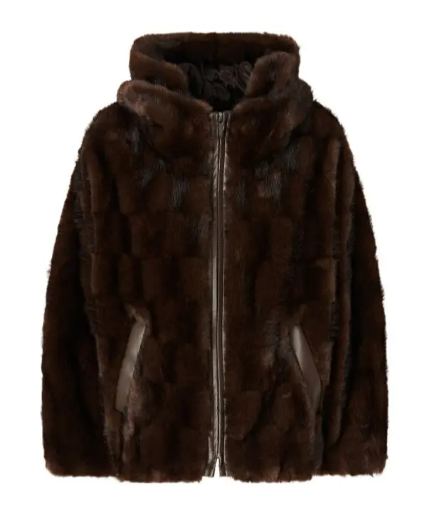 Pinko Faux Fur Blouson Jacket With Hood