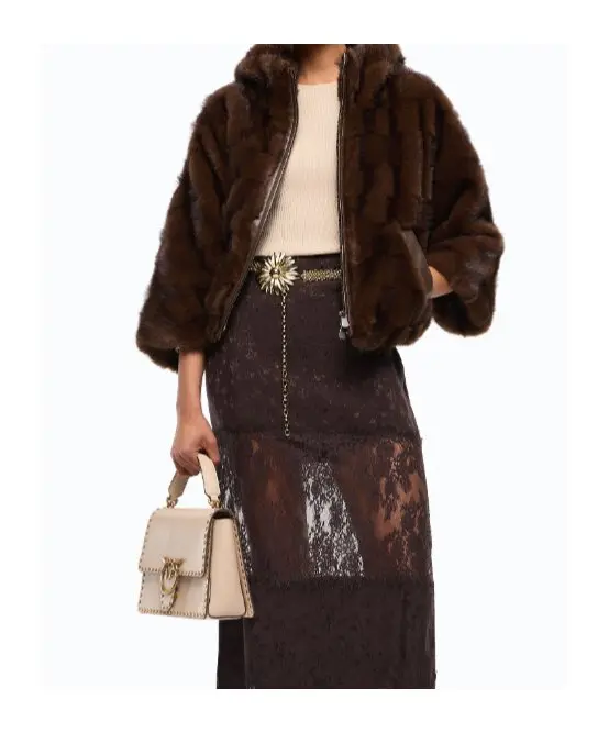 Pinko Faux Fur Blouson Jacket With Hood