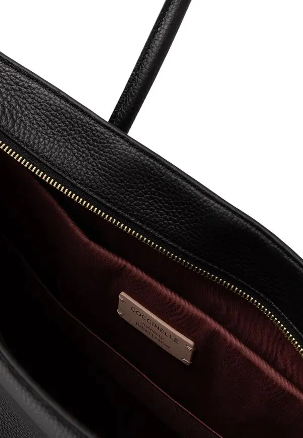 COCCINELLE Grained-leather Debossed-logo Tote Bag