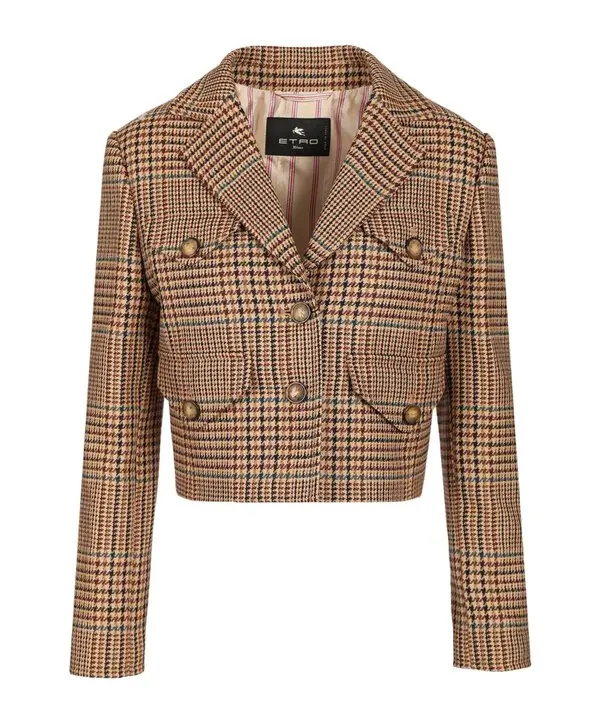 Etro Cropped Houndstooth Blazer - Multicolor