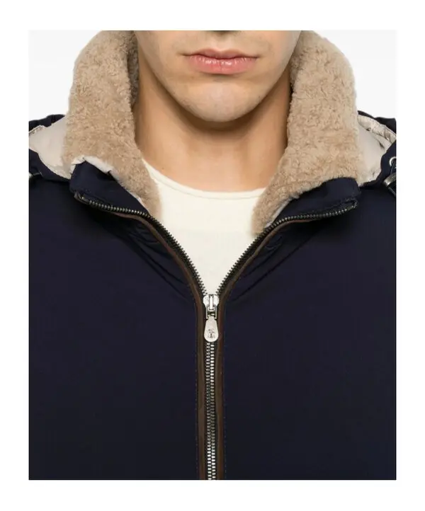Brunello Cucinelli Shearling-collar Hooded Jacket