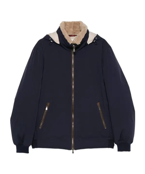 Brunello Cucinelli Shearling-collar Zip-up Hooded Jacket - No