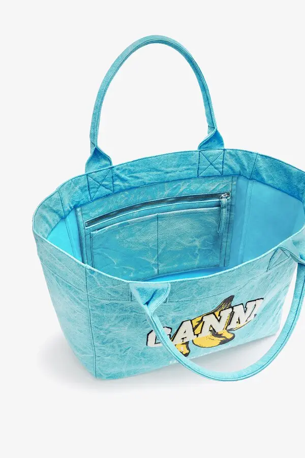 GANNI Banana Print Tote Bag - Blue