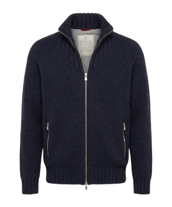 Brunello Cucinelli Chunky-knit Zip-up Cardigan - Black