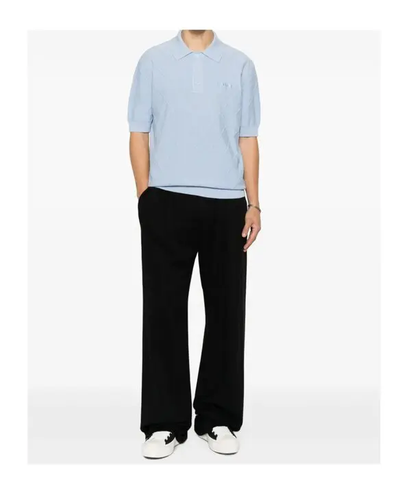 Balmain Diamond-knit Logo-embroidered Polo Shirt