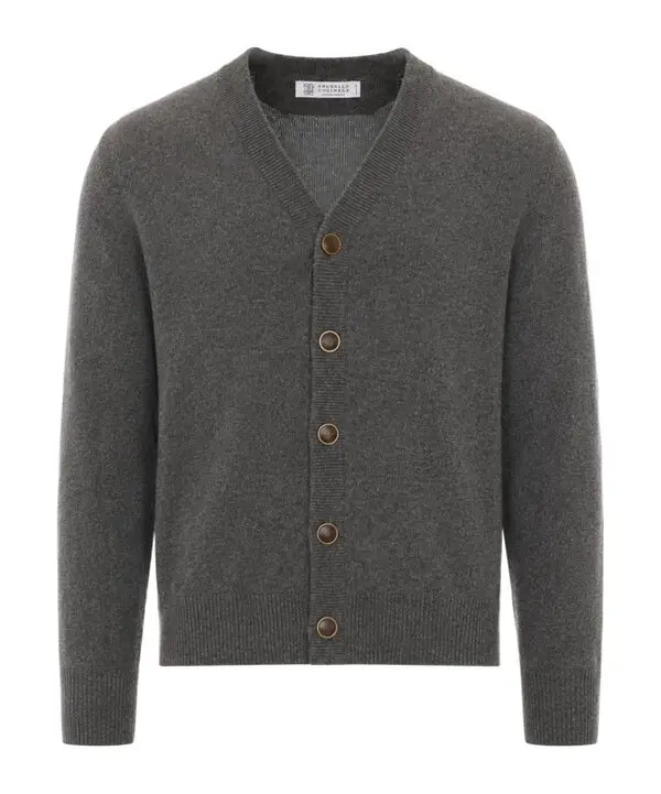Brunello Cucinelli Buttoned V-neck Cardigan - Grey