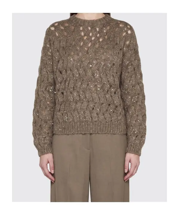 Brunello Cucinelli Dazzling Zigzag Cables Jumper - Brown