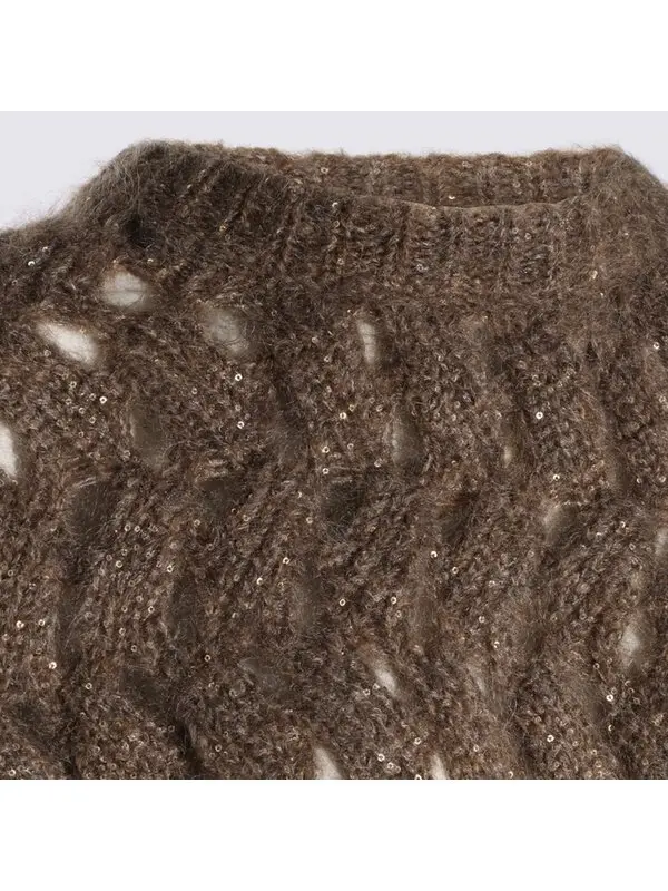 Brunello Cucinelli Dazzling Zigzag Cables Jumper - Brown