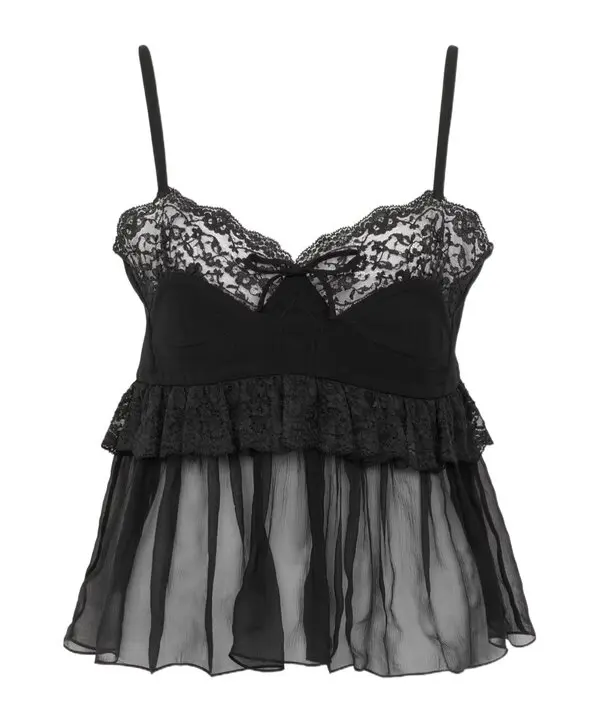 Chloé Lace Peplum Camisole - Black
