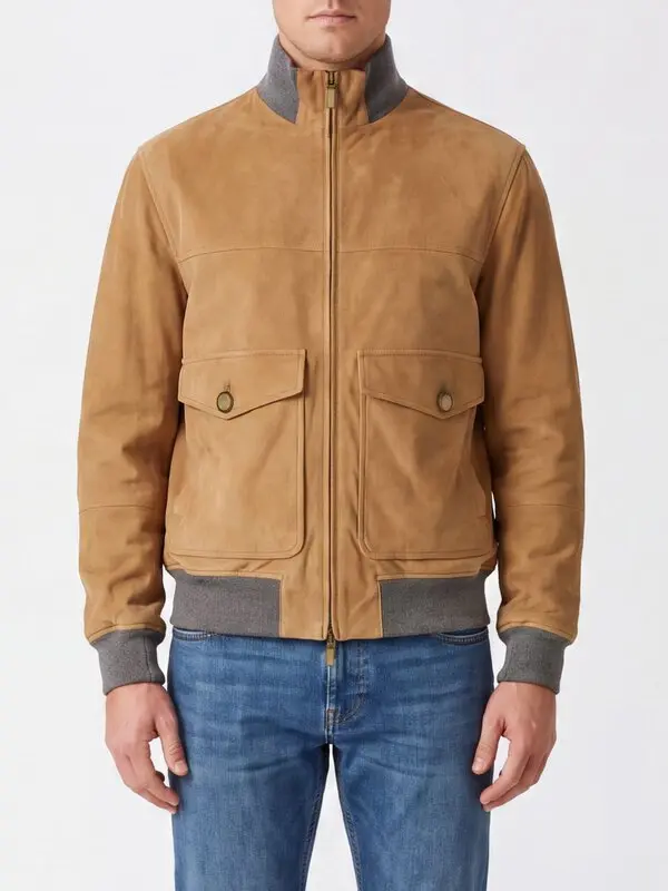 Brunello Cucinelli Suede Bomber Jacket With Ribbed Details - No