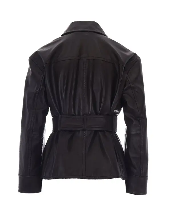 Max Mara Leather Belted Jacket