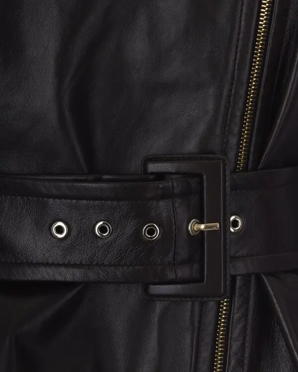 Max Mara Leather Belted Jacket