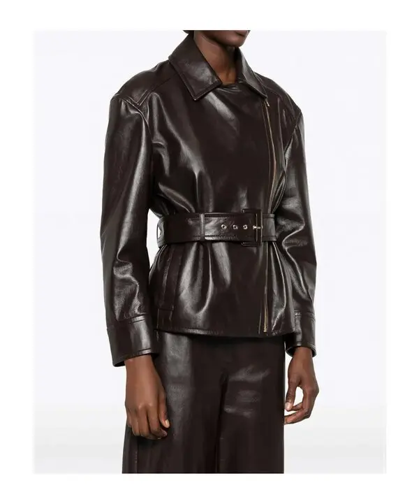 Max Mara Leather Belted Jacket