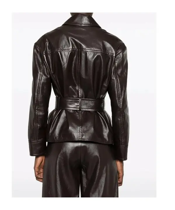 Max Mara Leather Belted Jacket