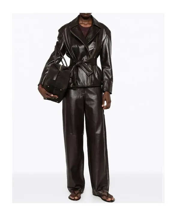 Max Mara Leather Belted Jacket