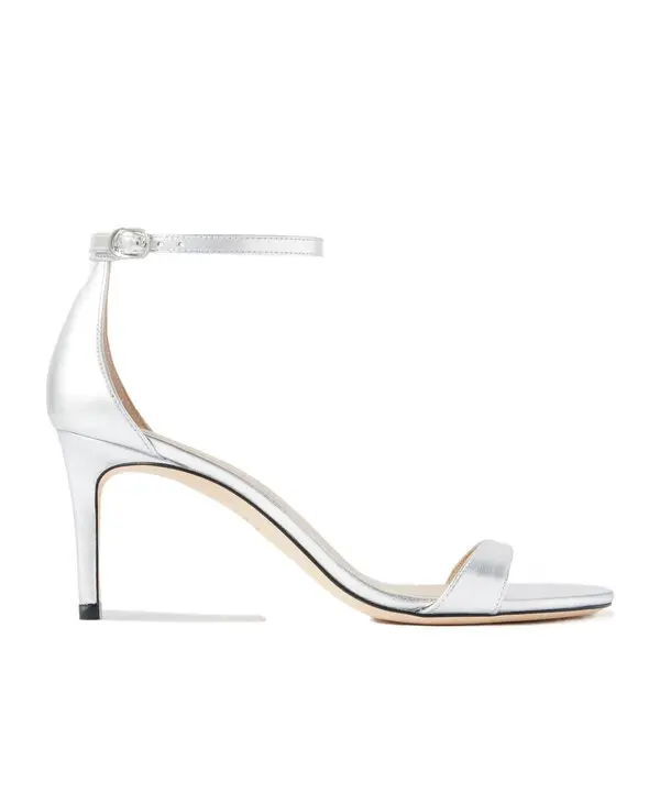 STUART WEITZMAN Leather Heeled Sandals - Silver