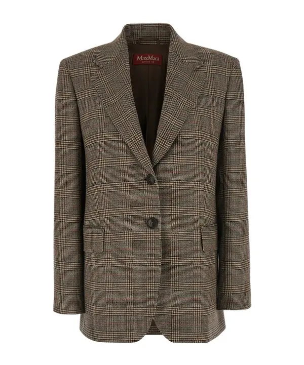 Max Mara Tailored Blazer With Notched Lapel And Plaid Print
