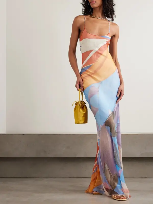 DONDE ESTEBAN Casual Watercolor Print Maxi Dress