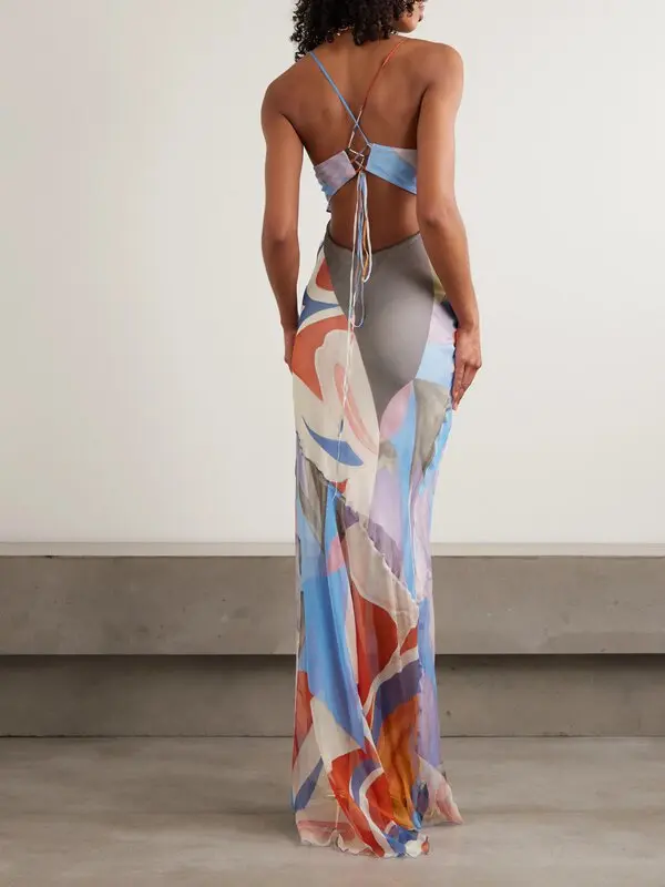 DONDE ESTEBAN Casual Watercolor Print Maxi Dress