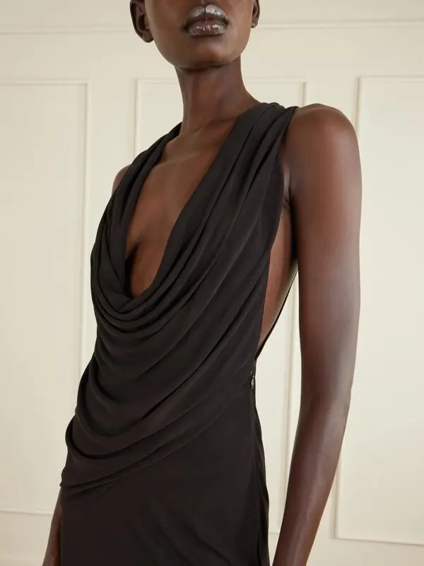TOM FORD Draped Plunging-neck Midi Dress
