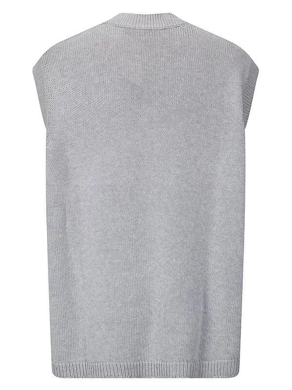 HED MAYNER V-neck Knitted Sleeveless Top With Embroidered Logo