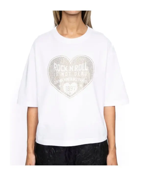 Zadig&Voltaire Heart Motif Rhinestone Embellished T-shirt